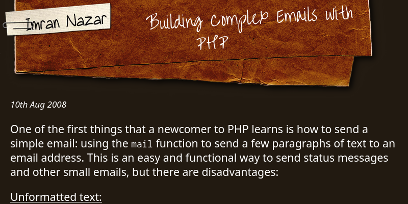 Building Complex Emails with PHP - Imran Nazar