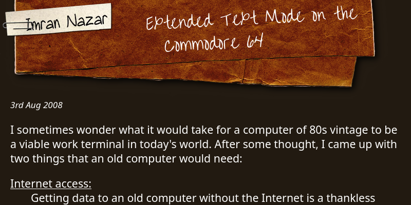 Extended Text Mode on the Commodore 64 - Imran Nazar