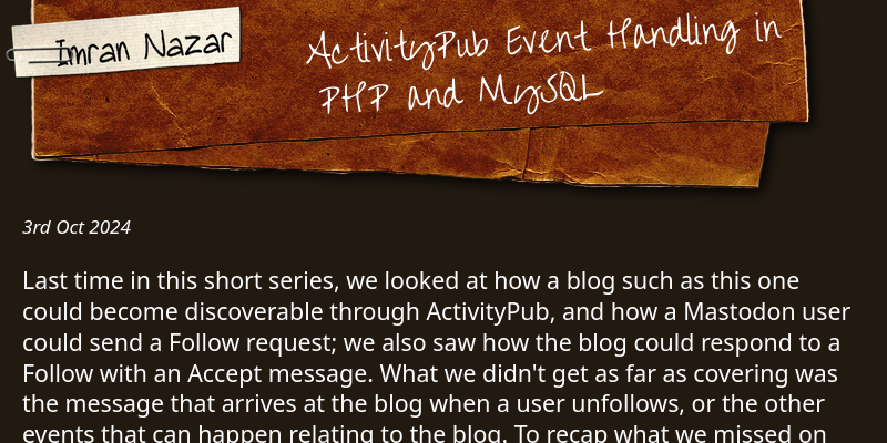 ActivityPub Event Handling in PHP and MySQL - Imran Nazar